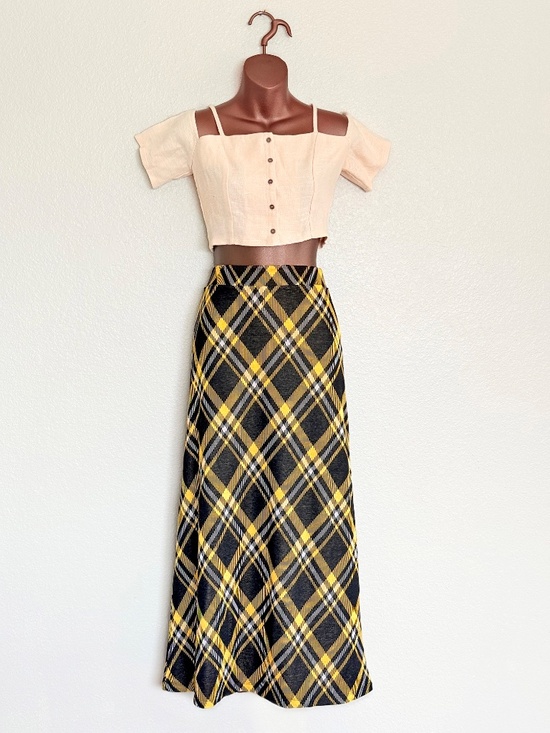 Olivia Blu | Skirts | Retro 9s Grunge Yellow Tartan Plaid Aline Maxi ...